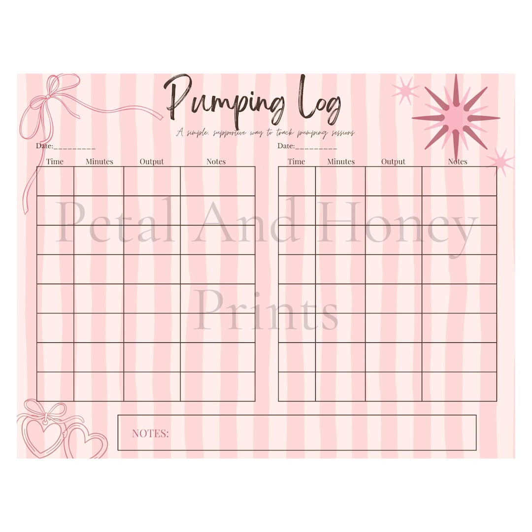 Pumping Log Printable | Breast Pumping Tracker | Daily Milk Output Log ...