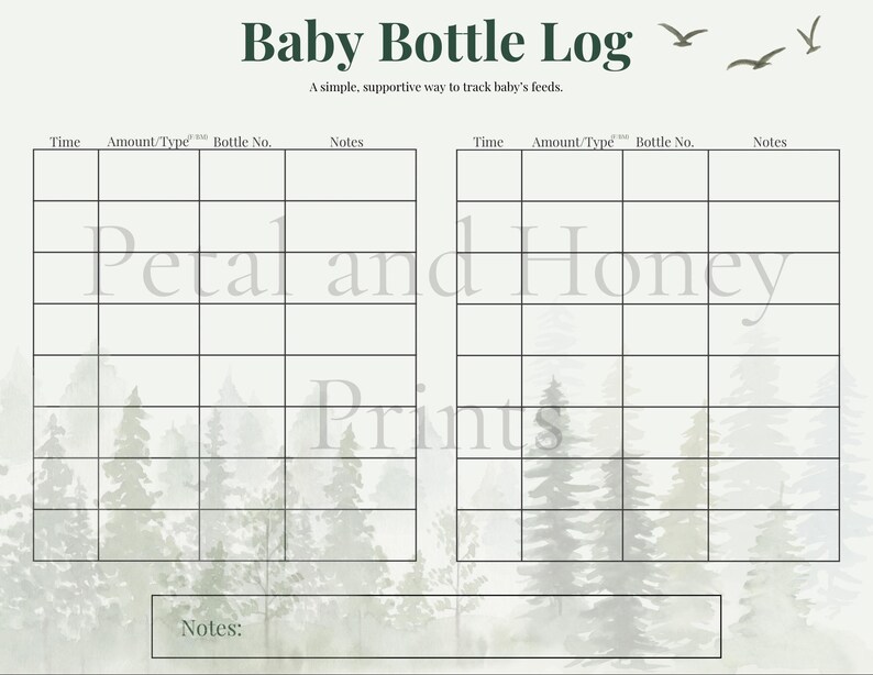 Baby Bottle Log Printable | Infant Feeding Tracker | Bottle Feeding ...