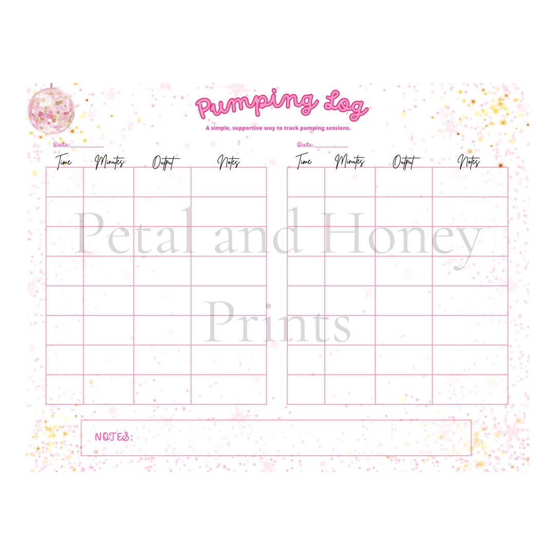 Pumping Log Printable | Breast Pumping Tracker | Daily Milk Output Log ...