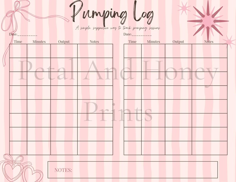 Pumping Log Printable | Breast Pumping Tracker | Daily Milk Output Log ...