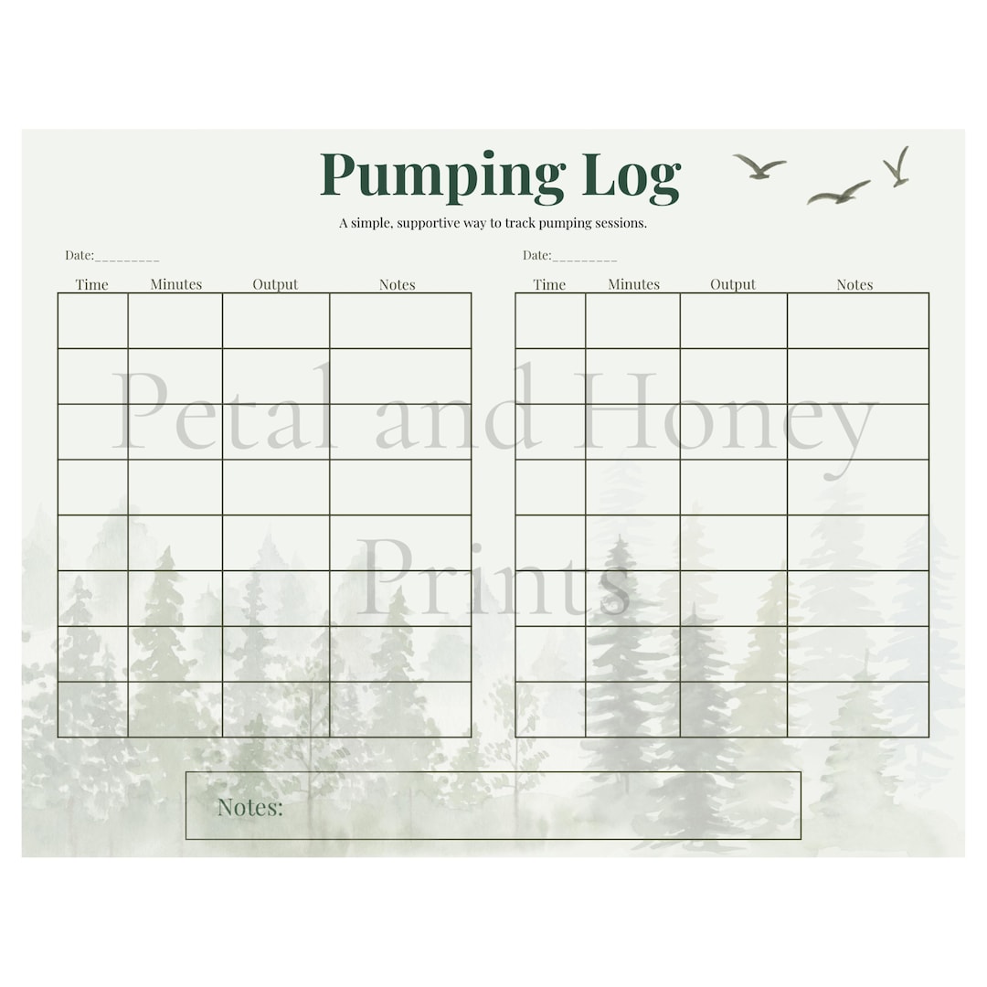 Breast Pumping Log Printable | Daily Milk Output Tracker (PDF) - Etsy