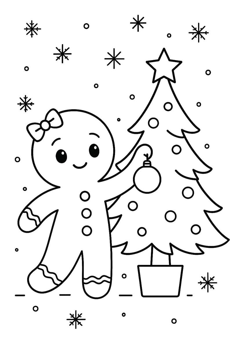 Gingerbread Christmas Coloring Pages – Printable Holiday Activity ...