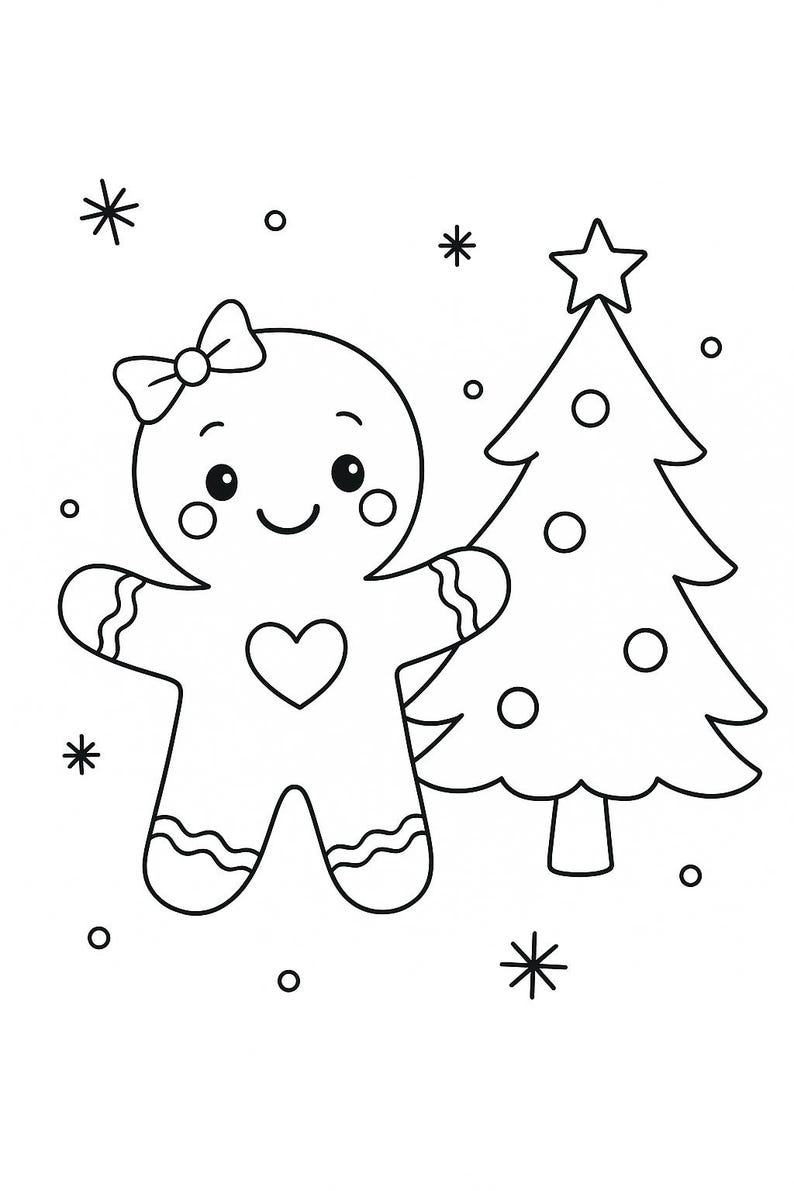 Gingerbread Christmas Coloring Pages – Printable Holiday Activity ...