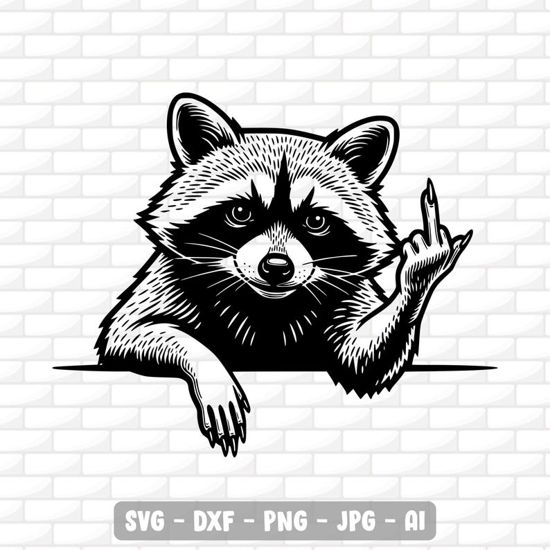 Racoon Peeking – Middle Finger SVG | T-shirt Design | Vector Graphic ...