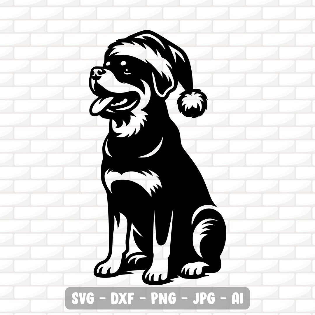Rottweiler Christmas SVG | Rottweiler With Santa Hat Svg | Rottweiler ...