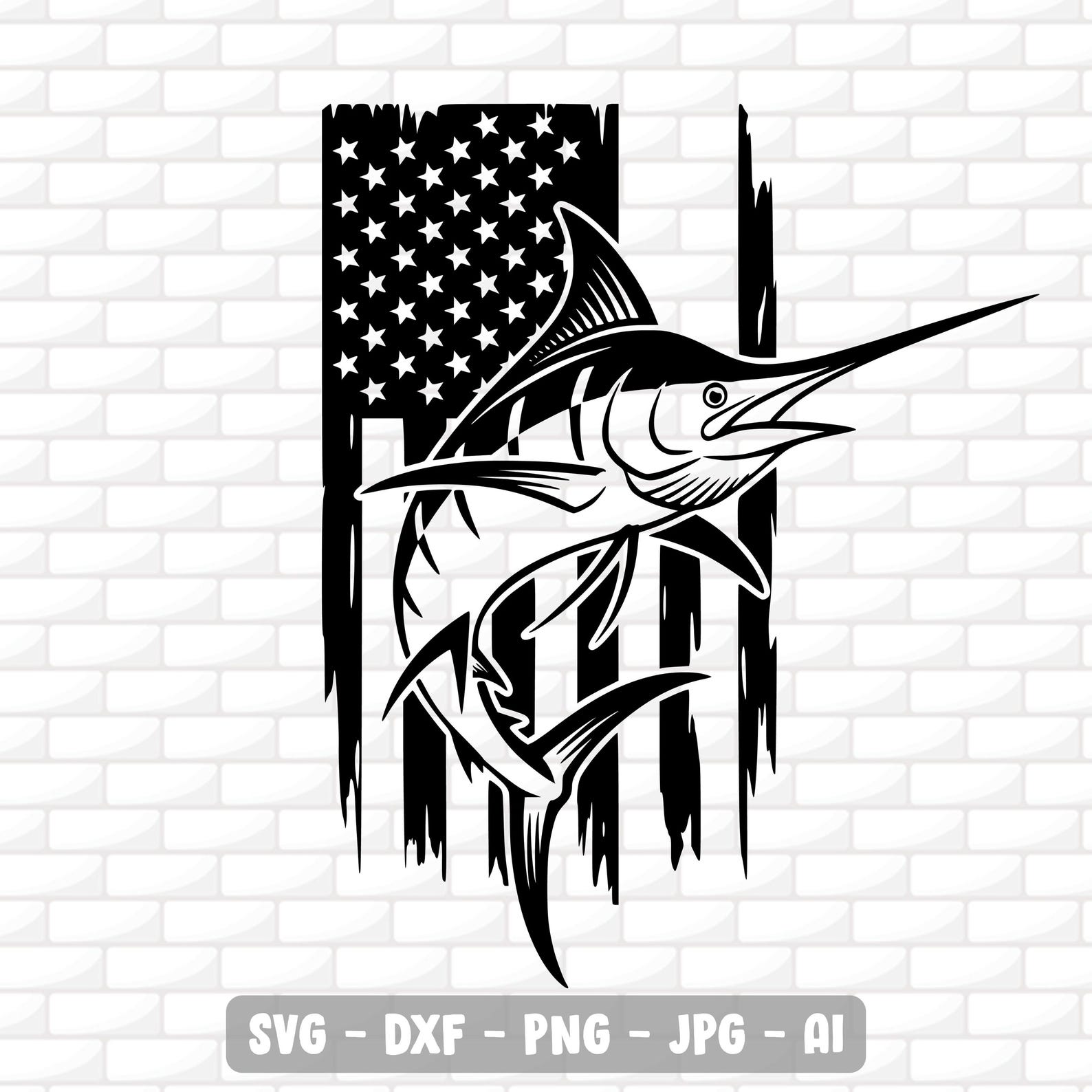 SVG de pesca de marlin americano | SVG de pesca | SVG de peixe marlin ...