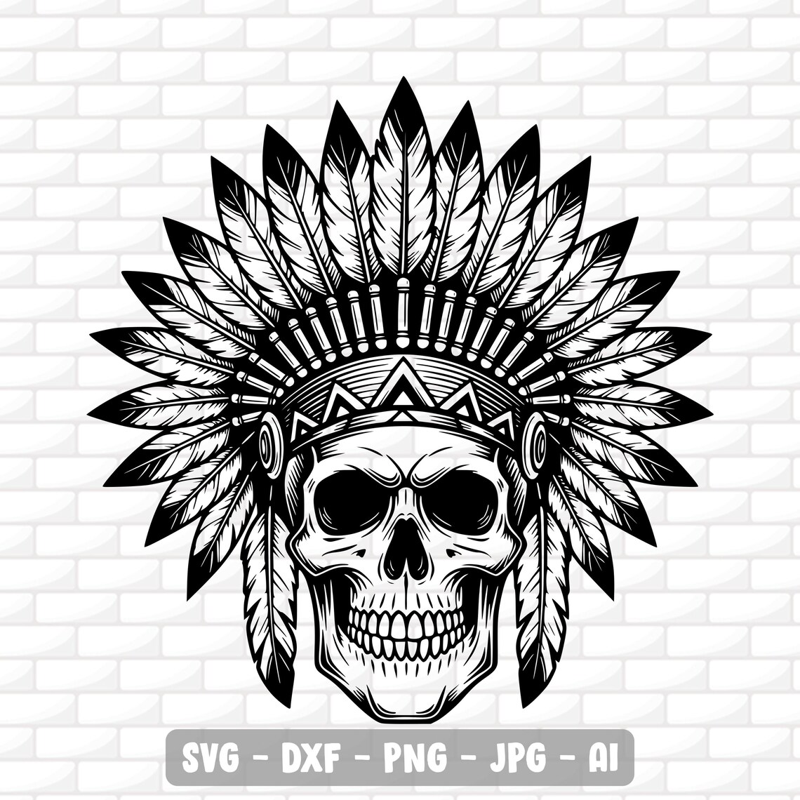 Indian Chief Skull Svg | Skull Head | Native American | Indian Skeleton ...