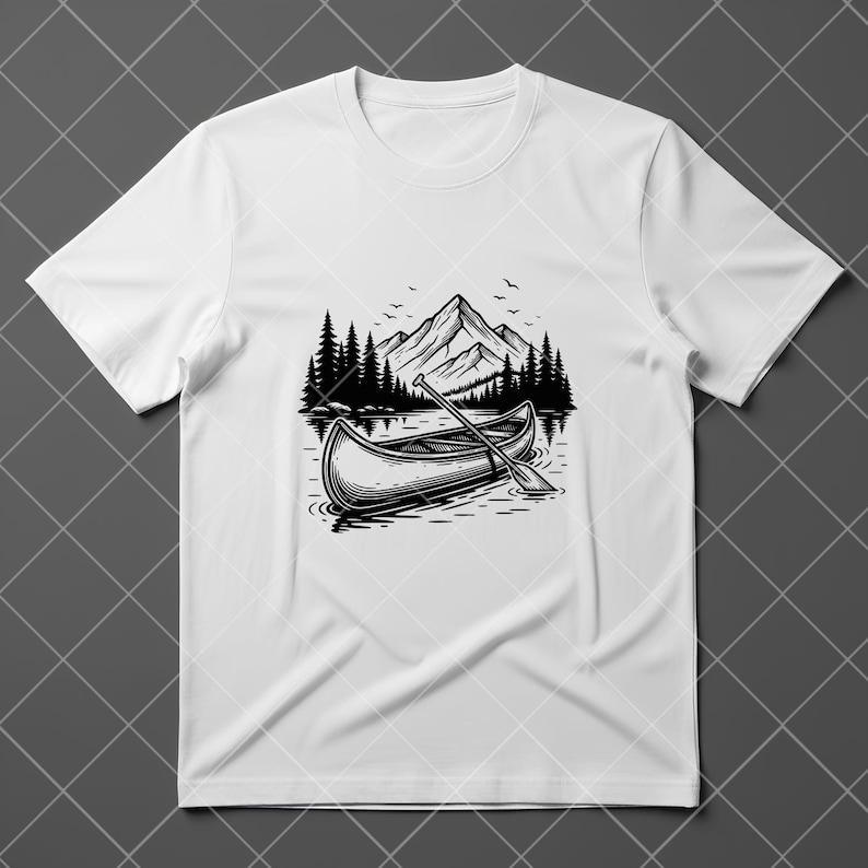 Canoe Boat Mountain Svg | Outdoor Canoeing Vector Graphic Silhouette ...