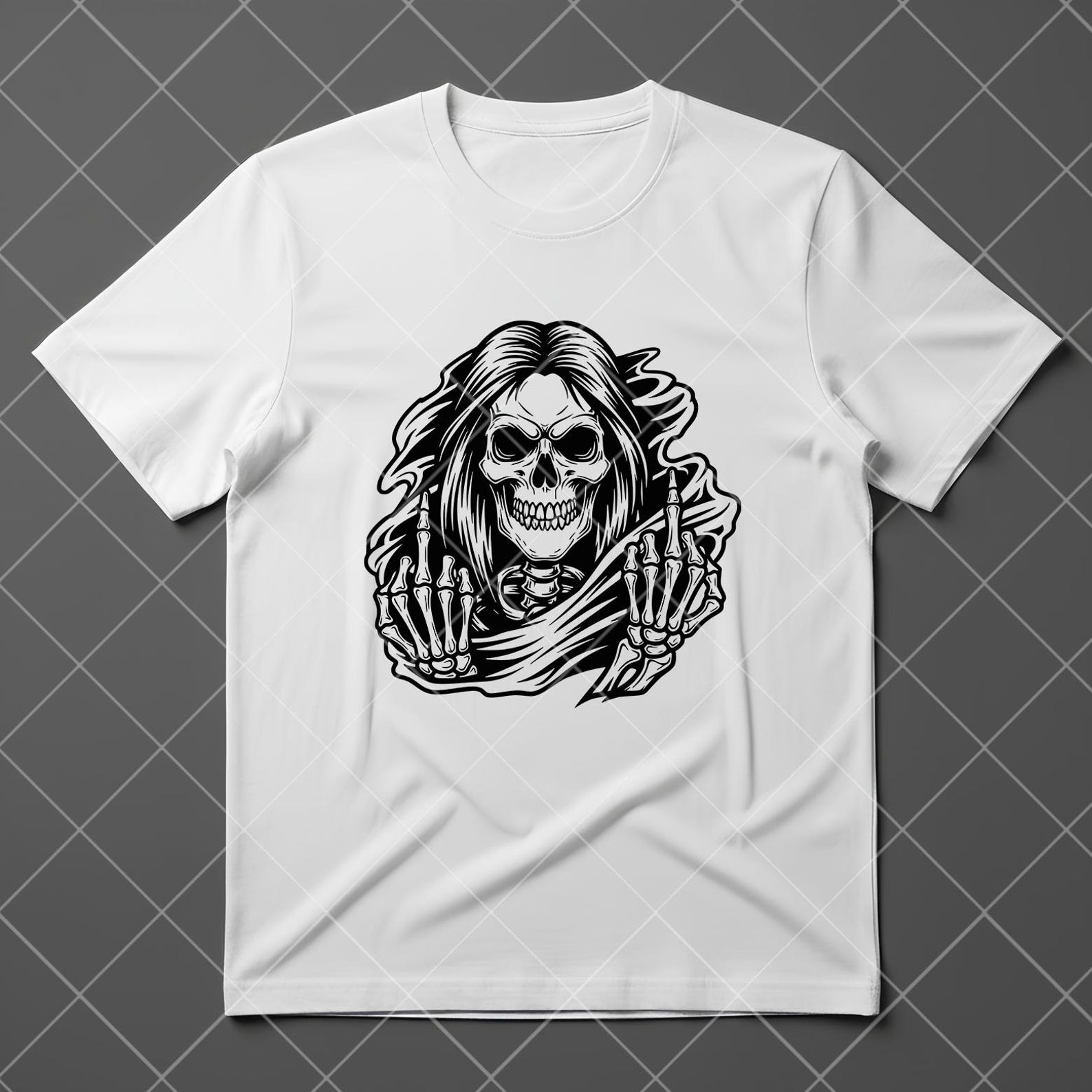 Grim Reaper Middle Finger SVG | Skull SVG | Middle Finger Skeleton SVG ...