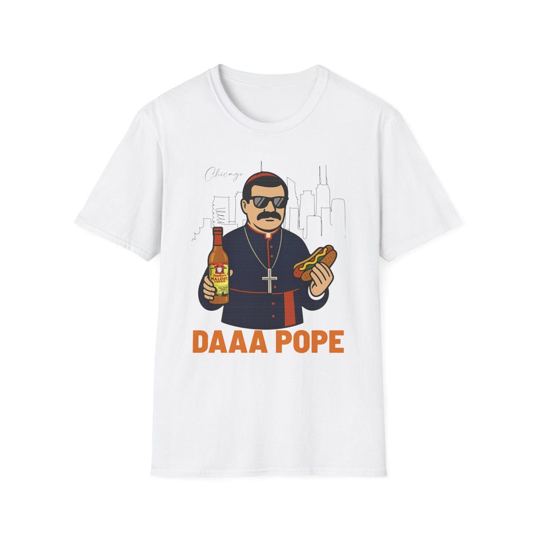 Daaa Pope T-shirt | Pope With Chicago Hotdog and Malort Bottle - Etsy