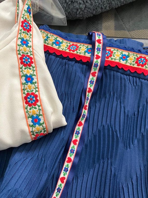 60's Vintage Cleopatra Broumand Dirndl White Red Blue… - Gem