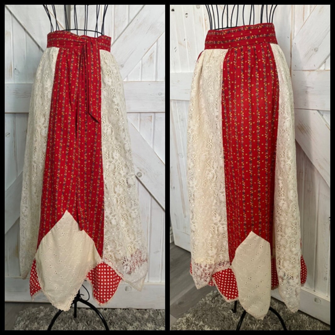 70's Vintage Renee of California Red White Blue Green Lace - Etsy
