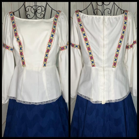 60's Vintage Cleopatra Broumand Dirndl White Red Blue… - Gem