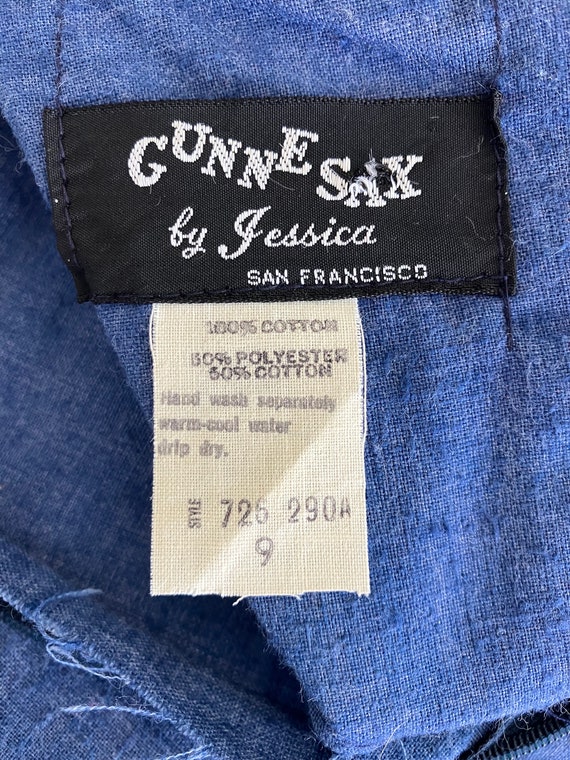 1969 Vintage Gunne Sax Black Label Blue Chambray Whit… - Gem