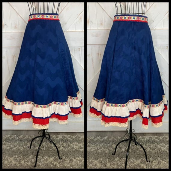 60's Vintage Cleopatra Broumand Dirndl White Red Blue… - Gem