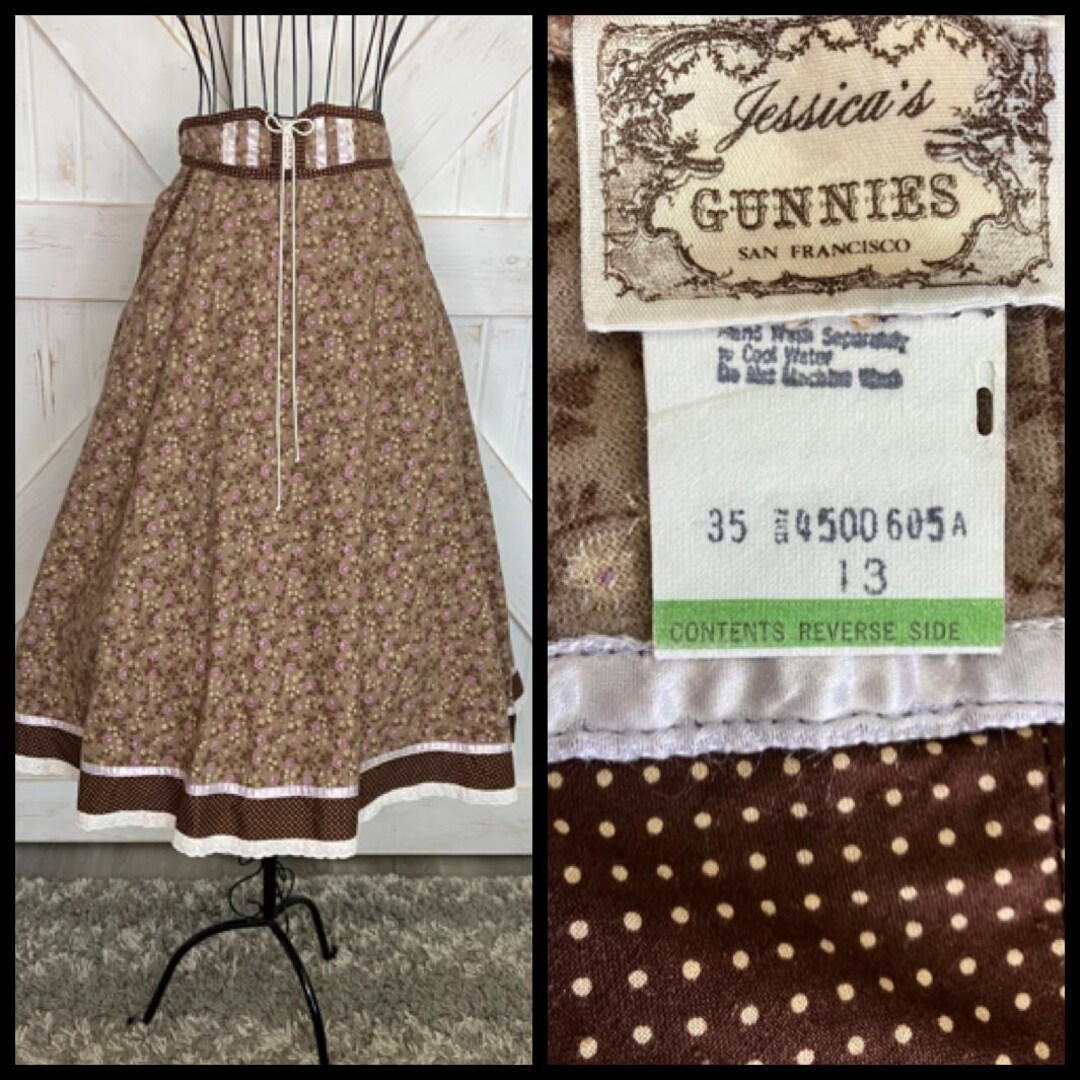 70's Vintage Gunne Sax Jessica's Gunnies Brown Purple Calico White ...