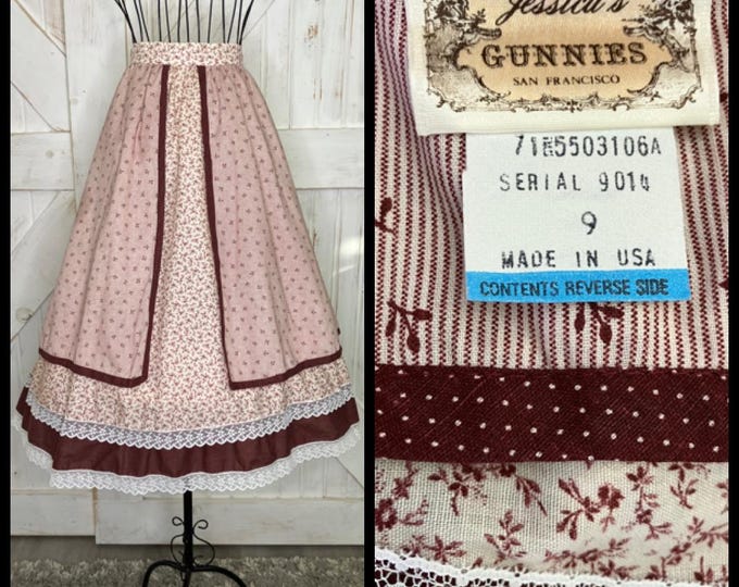 70's Vintage Gunne Sax Jessica's Gunnies Red White Calico Stripe ...