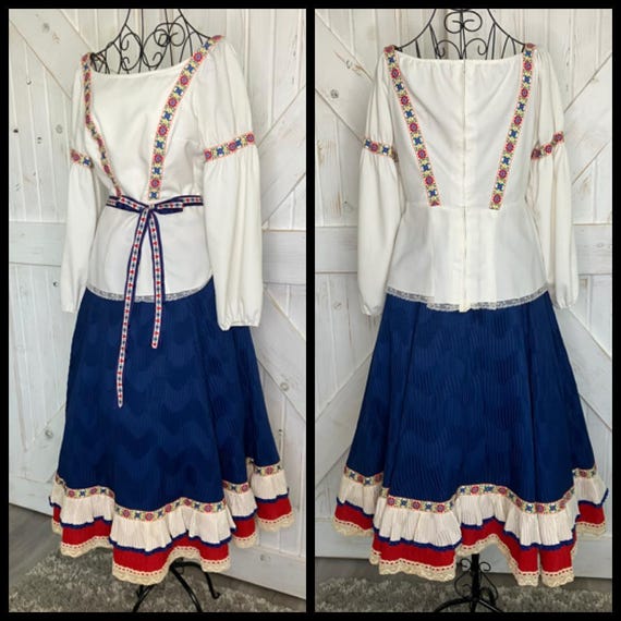 60's Vintage Cleopatra Broumand Dirndl White Red Blue… - Gem