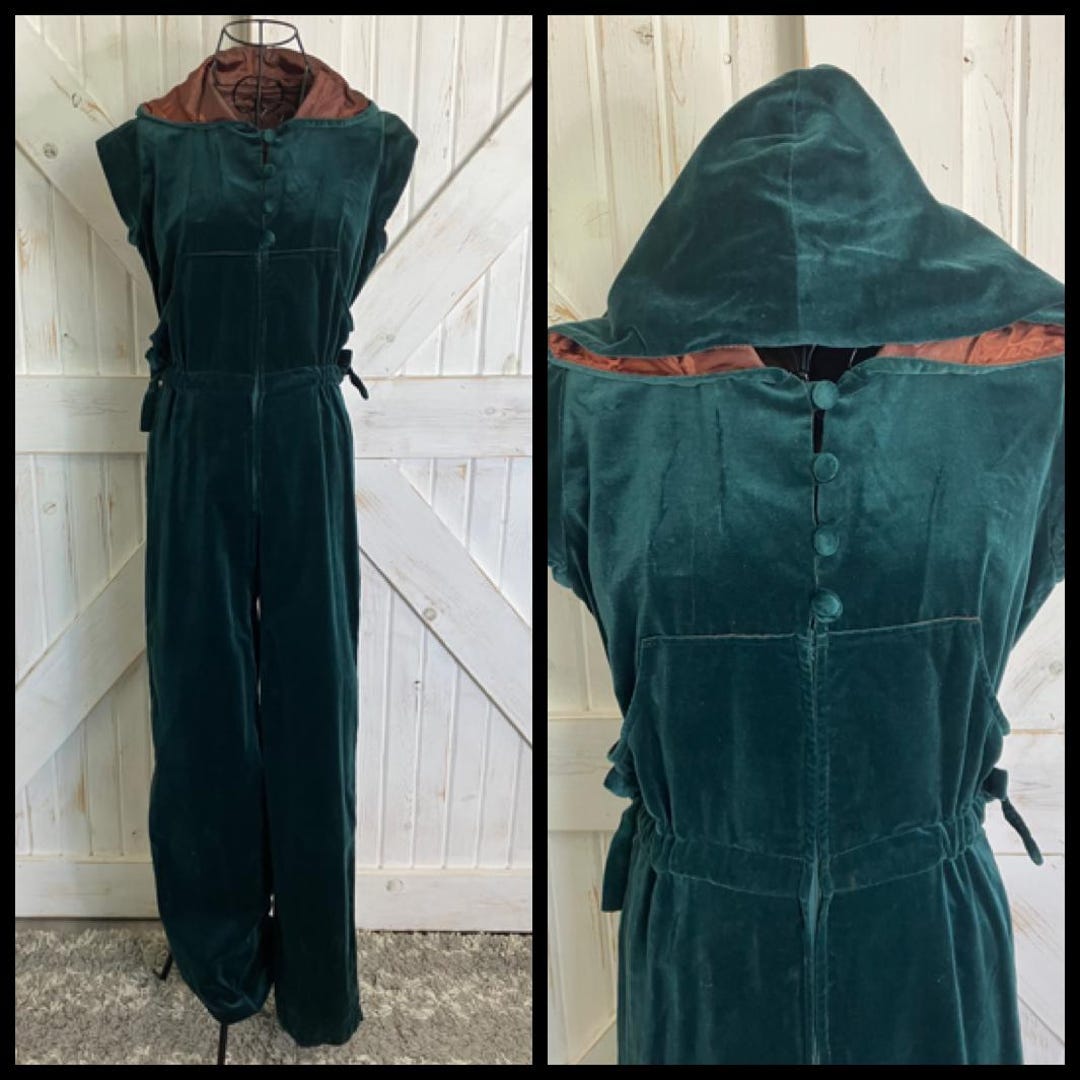 70's Vintage Rags by Kressandra Rag Dolls Green Velvet Hoodie Hooded ...