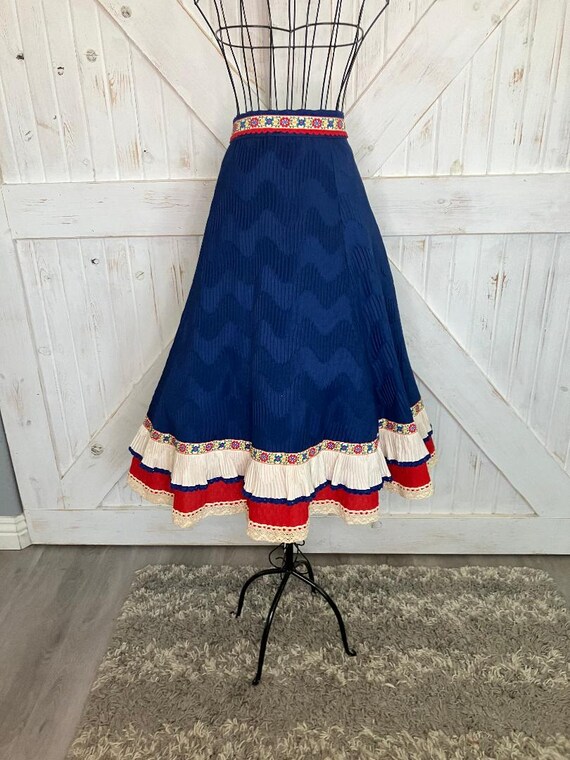60's Vintage Cleopatra Broumand Dirndl White Red Blue… - Gem