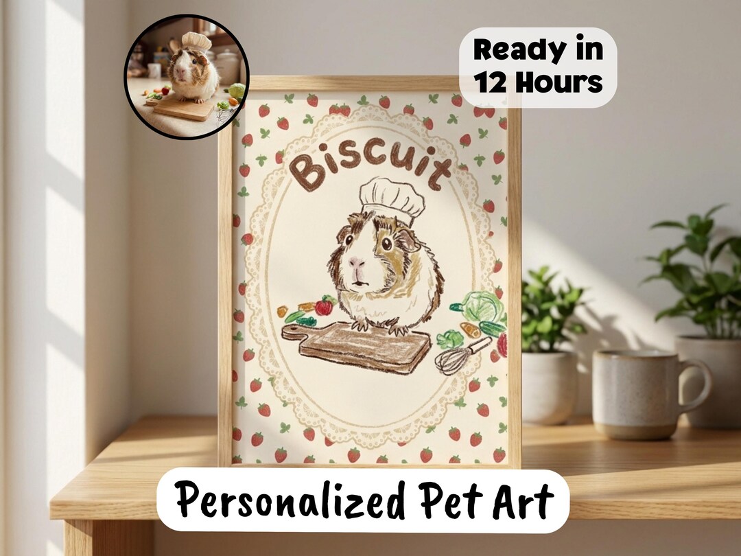 Custom Guinea Pig Portrait Funny Crayon Style Badly Drawn Pet Art ...