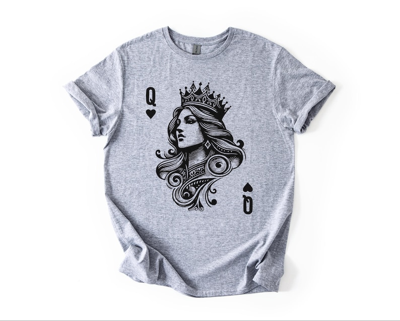 Queen of Hearts Shirt, Playing Card Aesthetic T-shirt, Vintage Card Art ...