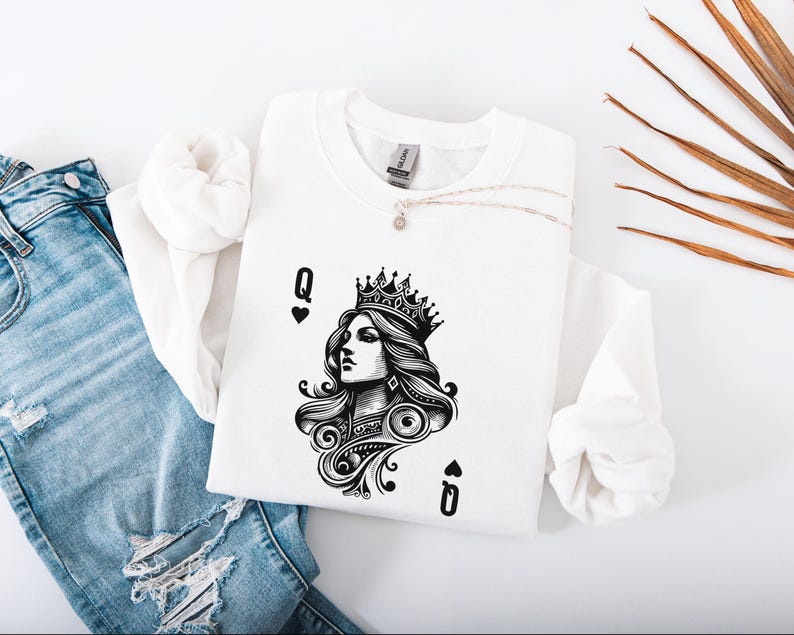 Queen of Hearts Shirt, Playing Card Aesthetic T-shirt, Vintage Card Art ...