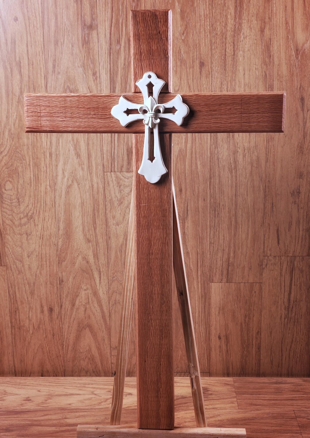 Oak Cross With a Small White Cross Accent. - Etsy