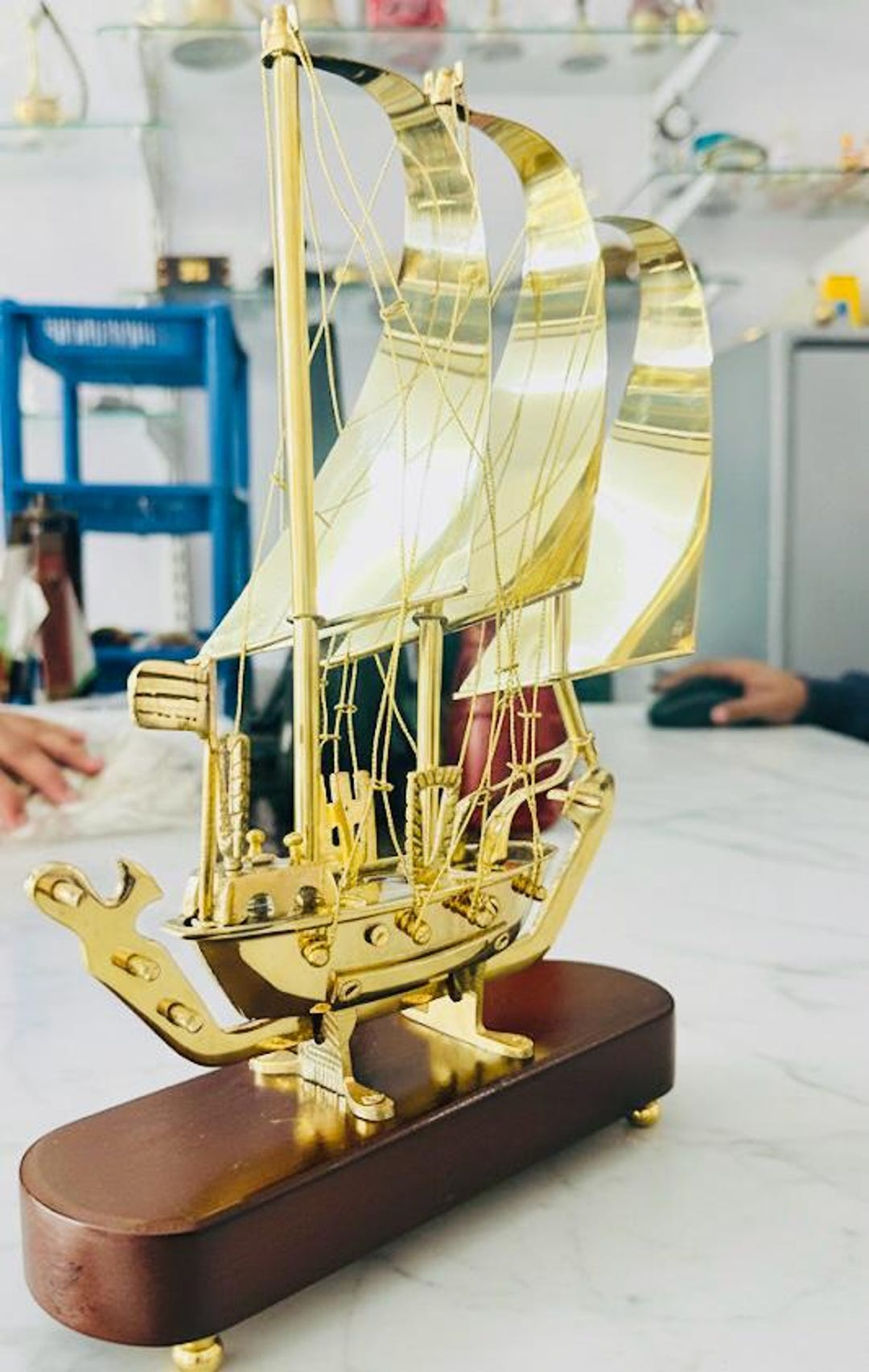 Vintage Style Brass Ship Model,nautical Desk Decor - Sailing Boat on ...