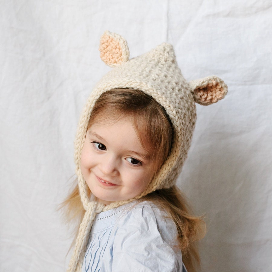 Lamb Hat Pattern, Baby Bonnet Knitting Pattern, Baby Bonnet Lamb ...