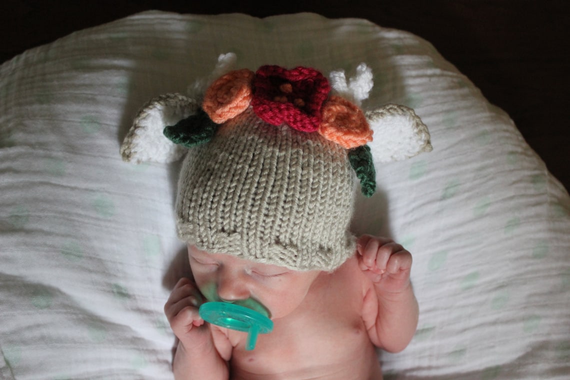 PDF Pattern, Baby Animal Ear Hat, Knit Baby Hat, Newborn Animal Ear Hat ...