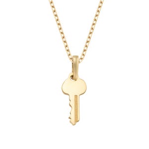 14K Solid Gold Minimalist Key Pendant Necklace, Key to Success Jewelry ...