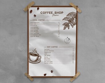 Editable Coffee Menu Template | Café Menu Printable | Coffee Shop Menu ...