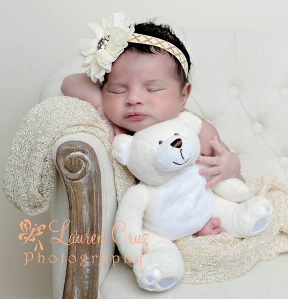 Pretty Ivory Flower With a Gold Center on a Gold and Ivory | Etsy