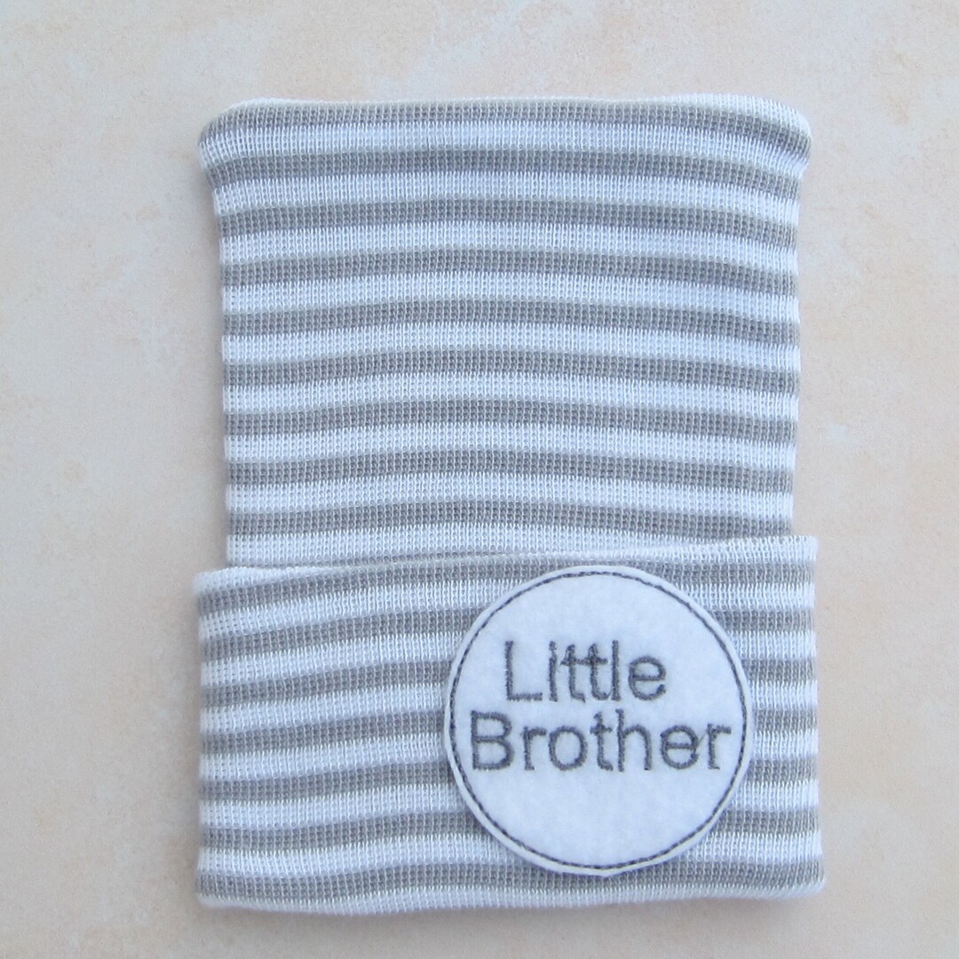 Little Brother Newborn Hat: Grey Stripe Hospital Beanie - Etsy