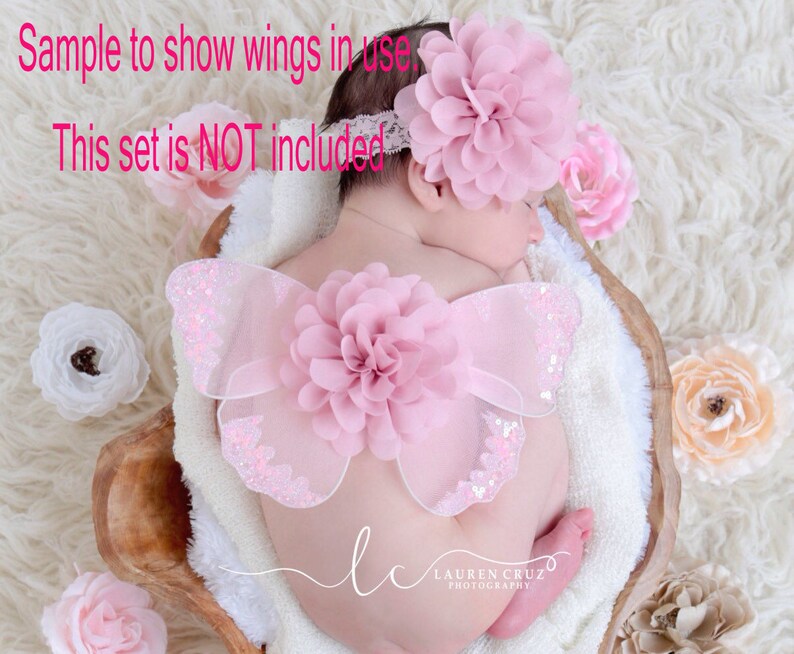Pink Lavender and White wing set for newborn photos prop | Etsy