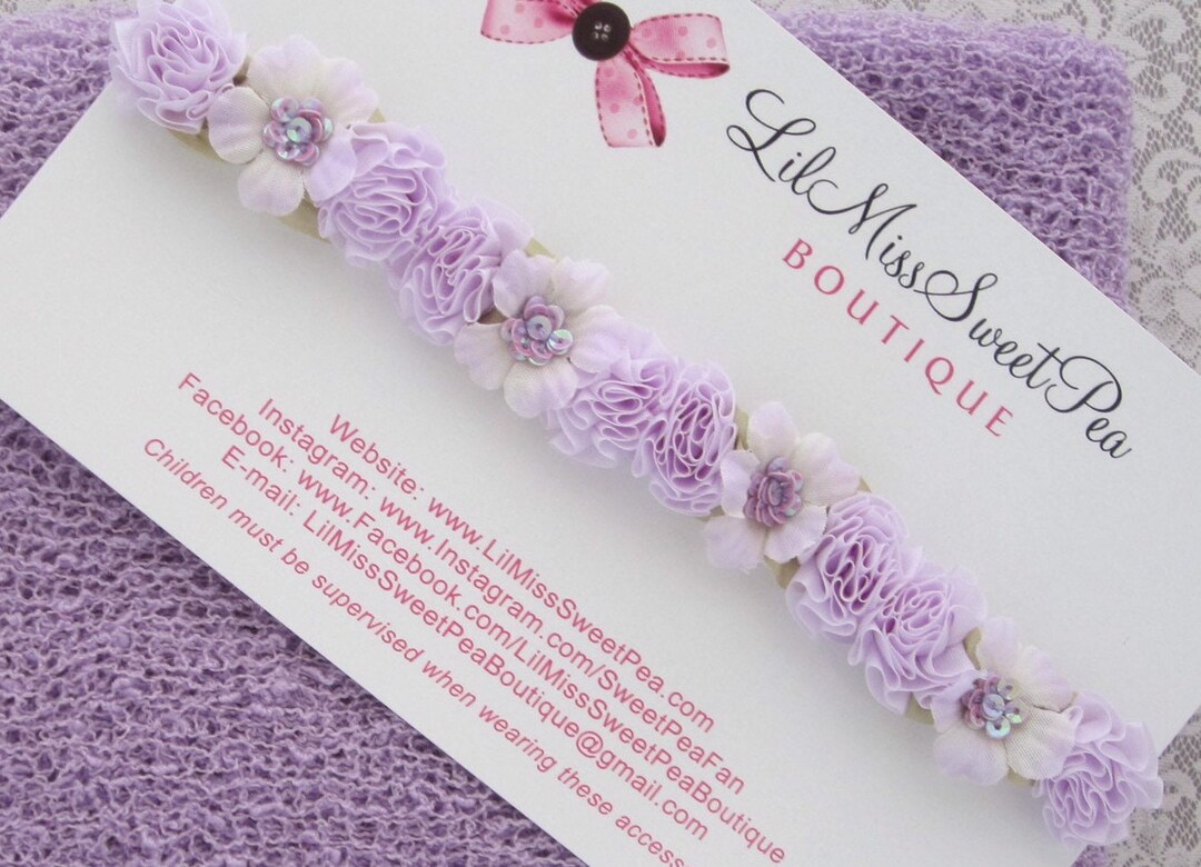 Lavender Ribbon Flower Halo Headband AND/OR Stretch Knit Swaddle for ...
