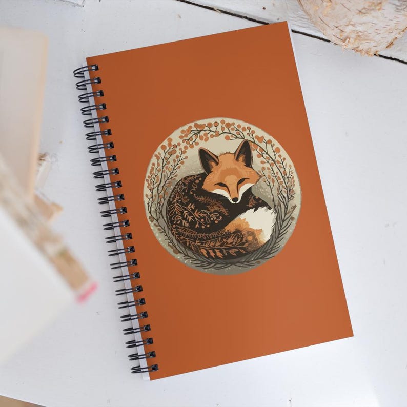 Nestled Fox Spiral Notebook, Cute, Rustic, Nature Lover, Fox Notebook ...