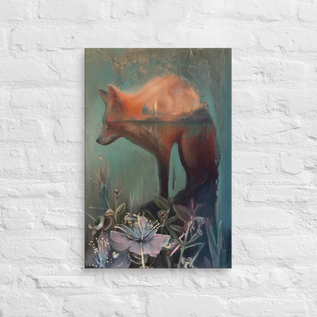Fox & Flora Oil Painting Reproduction, Original Art by Melodia, Fine ...