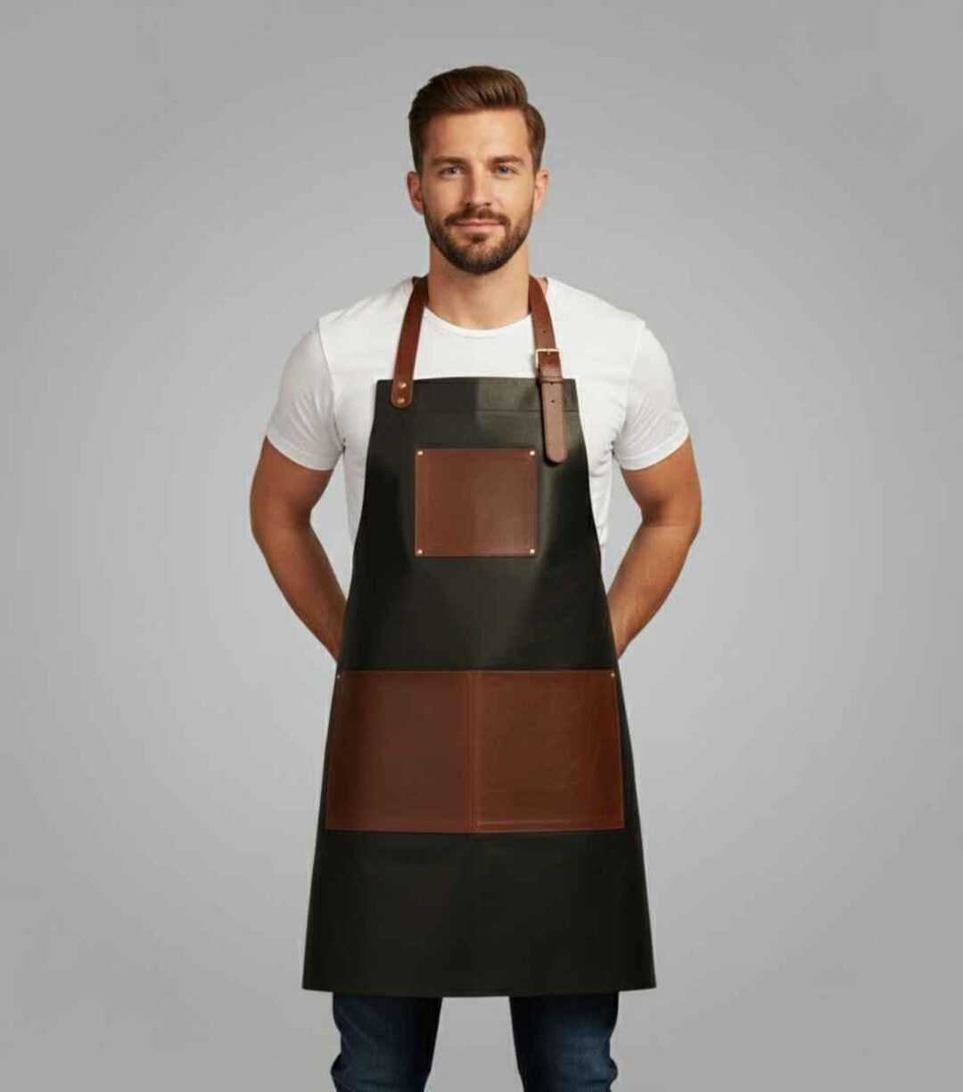 Handmade Custom Logo Apron, Blacksmith Brown Leather Apron, Bartender ...