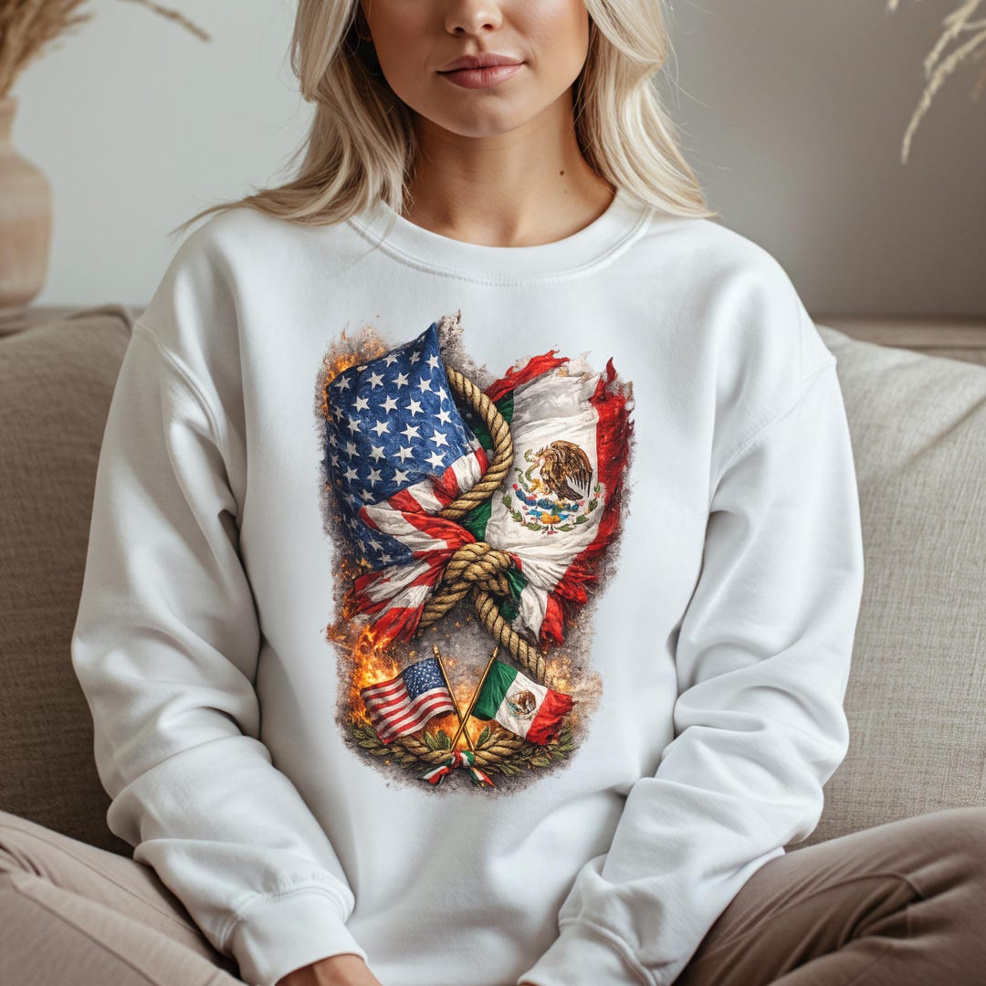USA Mexico Flag Unity Sweatshirt, Heritage Art Design - Etsy