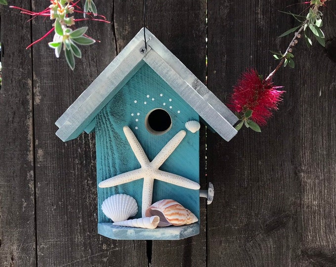 Bird House for the Outdoors With Starfish Seashells Coastal - Etsy