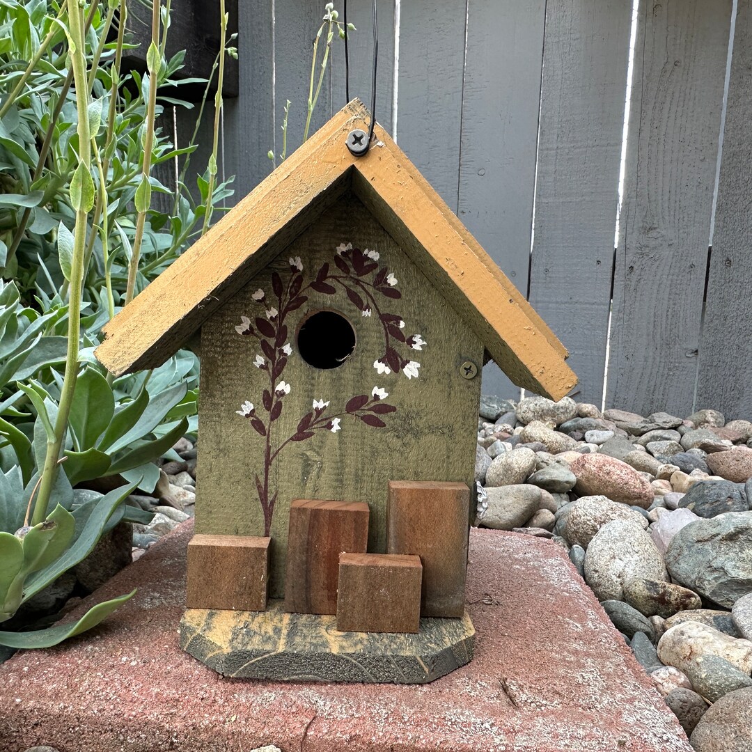 Rustic Wooden Birdhouse, Handmade Bird House Functional for Birds, Hand ...