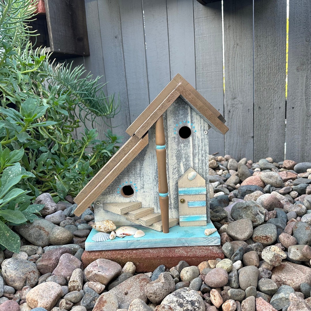 Large Post Mount Birdhouse, Rustic Mermaid Birdhouse, Cedar Wooden ...