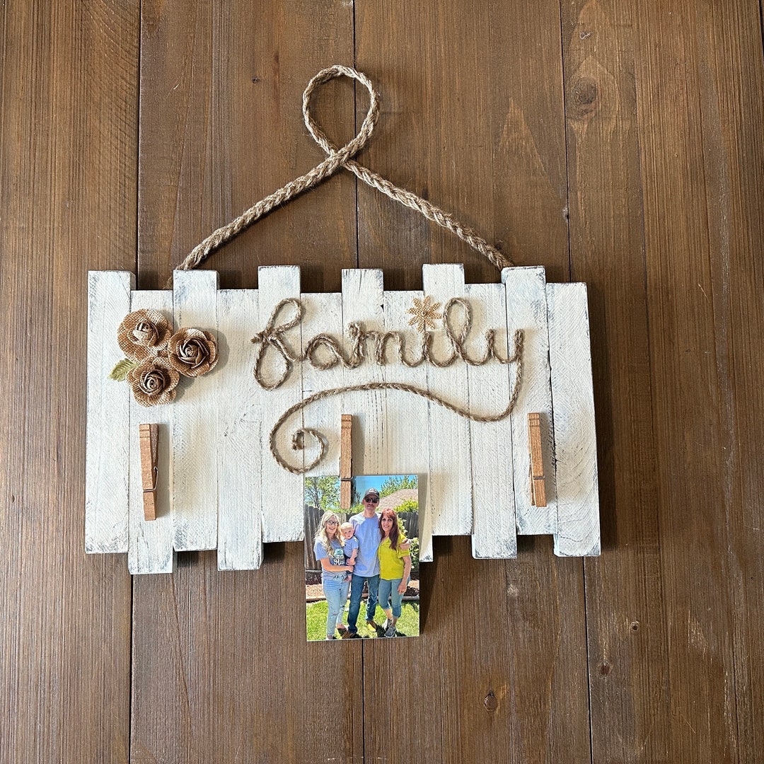 Rustic Photo Family Picture Holder, Country Farmhouse Wall Hanging ...