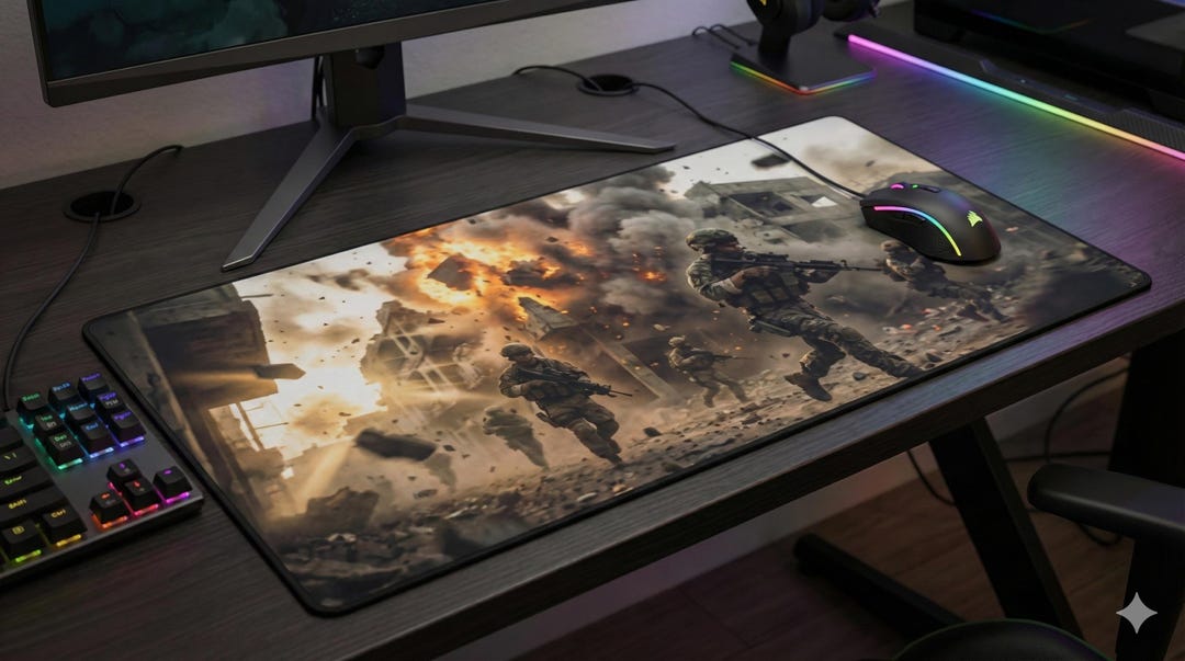 Mouse Pad | Gaming Setup | Soldiers in Urban Battle Desk Mat | Military ...