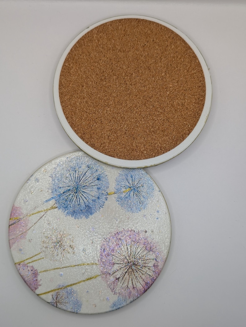 Dandelion Ceramic Coaster - Botanical Drink Coaster, Nature Inspired ...