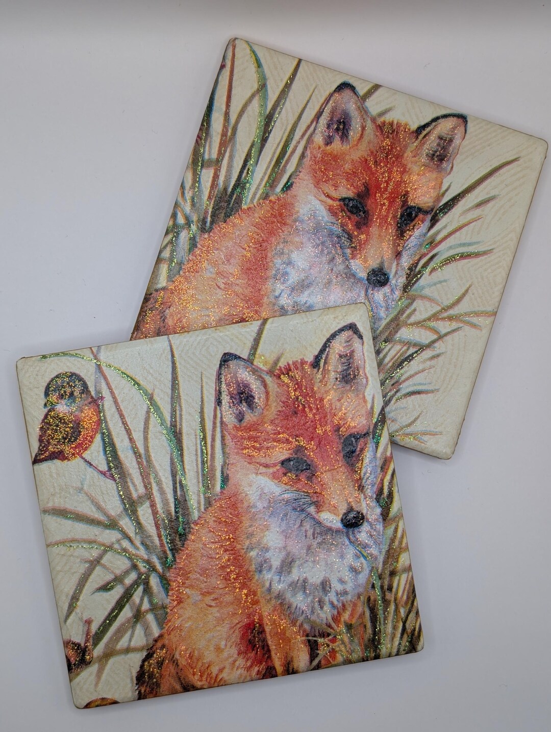 Fox Ceramic Coaster - Woodland Animal Drink Coaster, Cute Rustic Decor ...