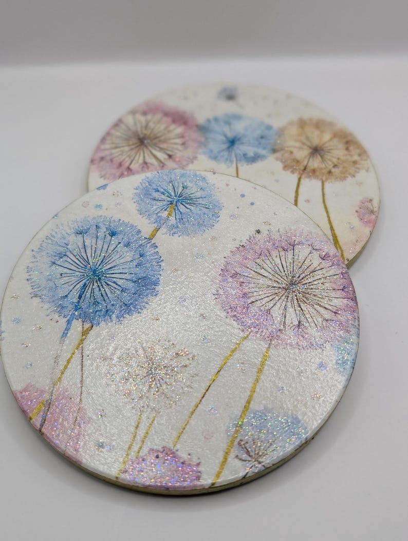 Dandelion Ceramic Coaster - Botanical Drink Coaster, Nature Inspired ...