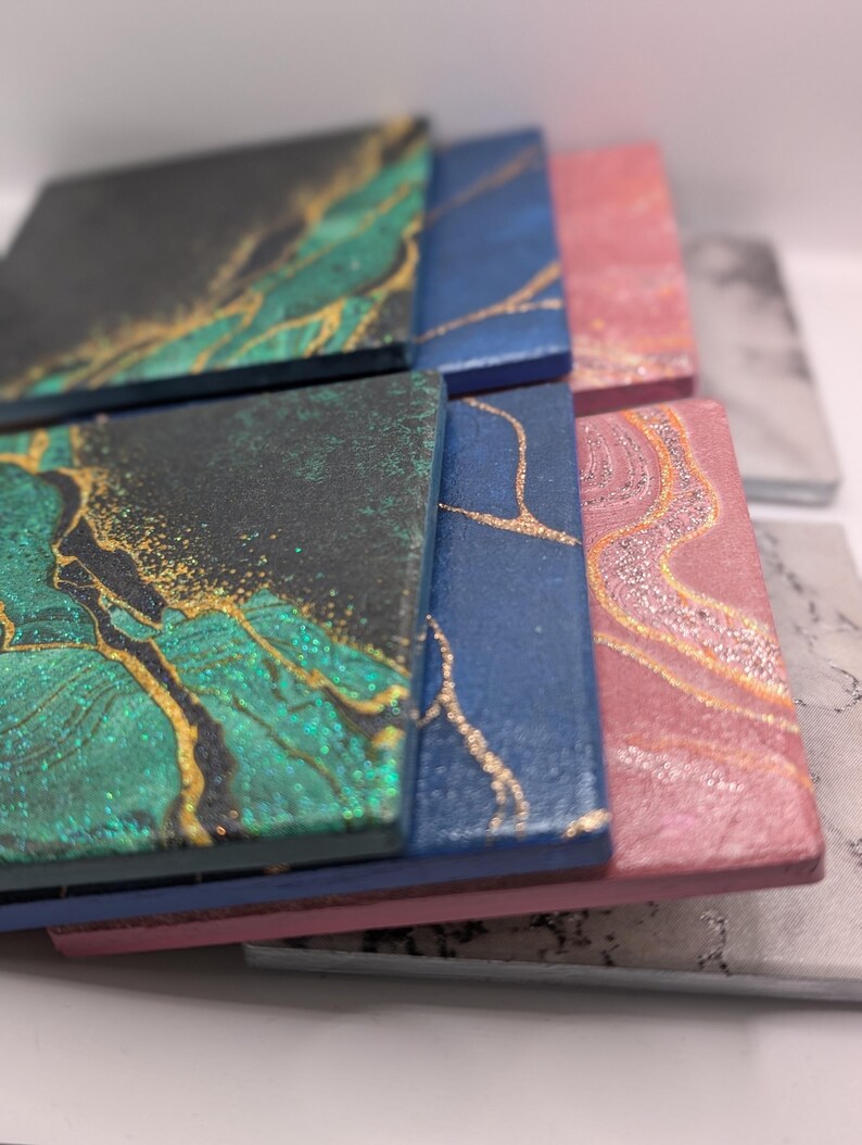 Marble Effect Coaster Pairs - Modern Ceramic Drink Coaster, Minimalist ...